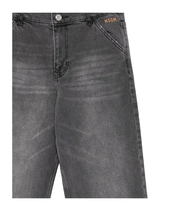 MSGM Faded-effect Logo-embroidered Jeans