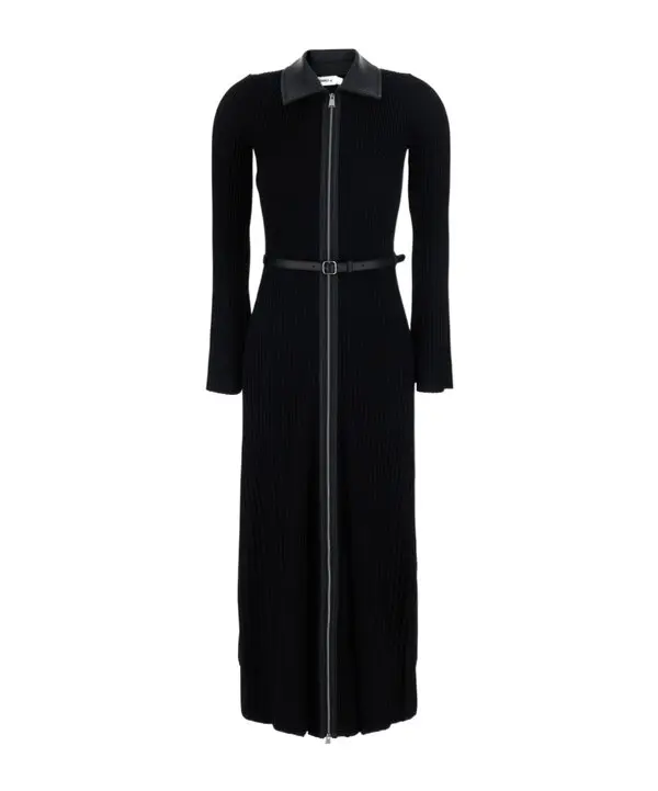 Simkhai Long Sleeved Zip-up Belted Dress