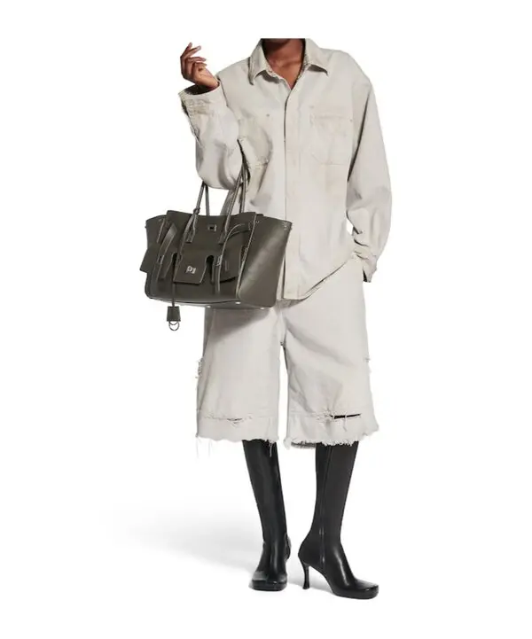 Balenciaga Bel Air Carry All Medium Shoulder Bag - Khaki