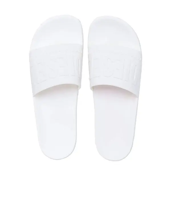 DIESEL® Embossed-logo Pool Sliders - White