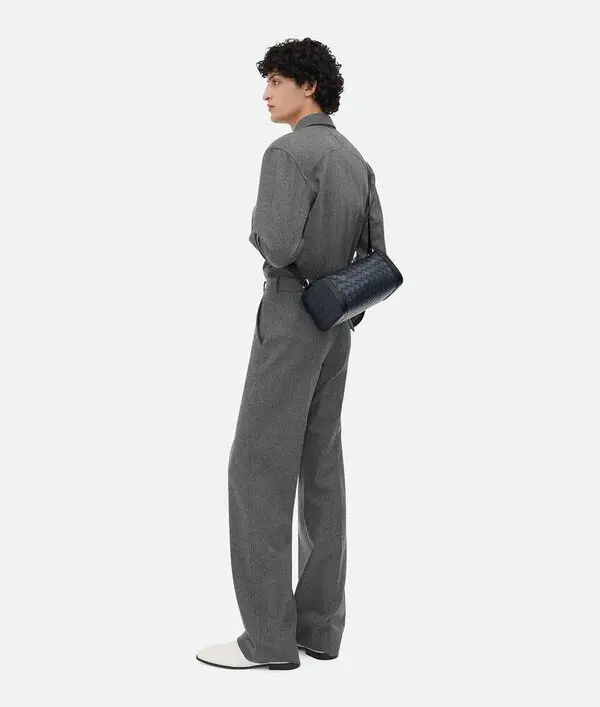 Bottega Veneta Intrecciato Brick Cross Body Bag - Space Blue/black