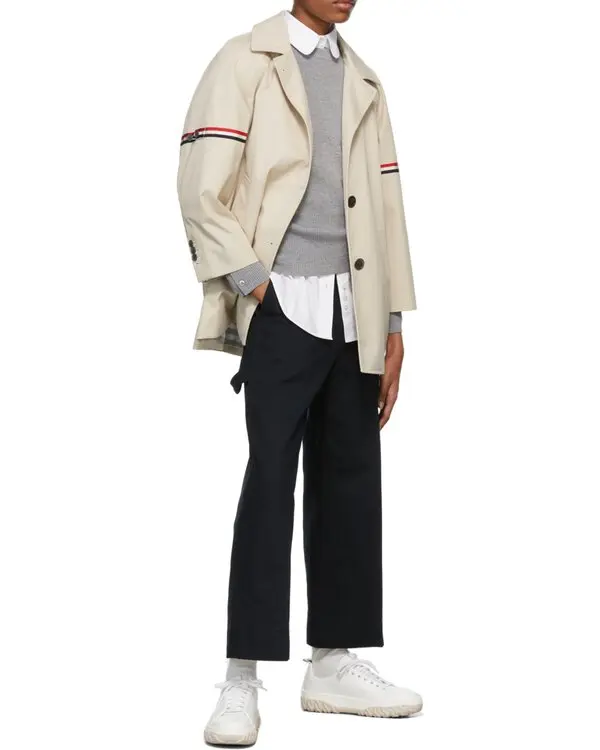 Thom Browne Rwb Striped Single-breasted Coat