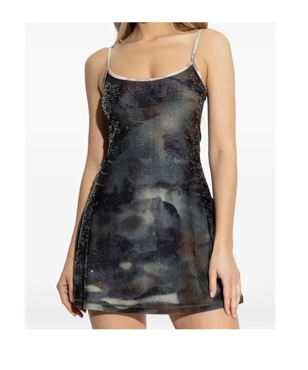 DIESEL® D-loop Printed Embellished Mini Dress