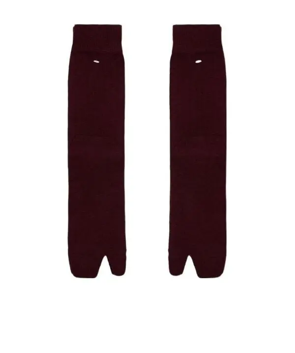 MAISON MARGIELA Tabi-toe Logo Rib-knitted Socks - Brown