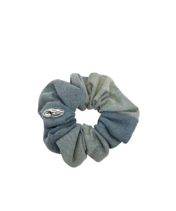 DIESEL® Logo Plaque Hair Scrunchie - Light Blue