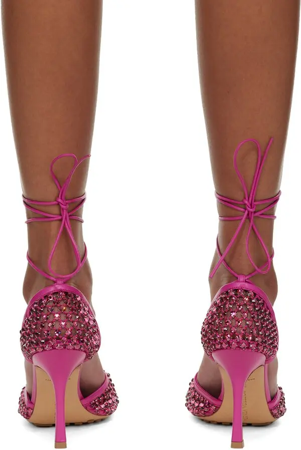 Bottega Veneta Sparkle Stretch Web Heels