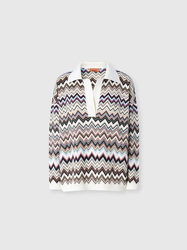 Missoni Oversized Wool And Viscose Zig Zag Polo