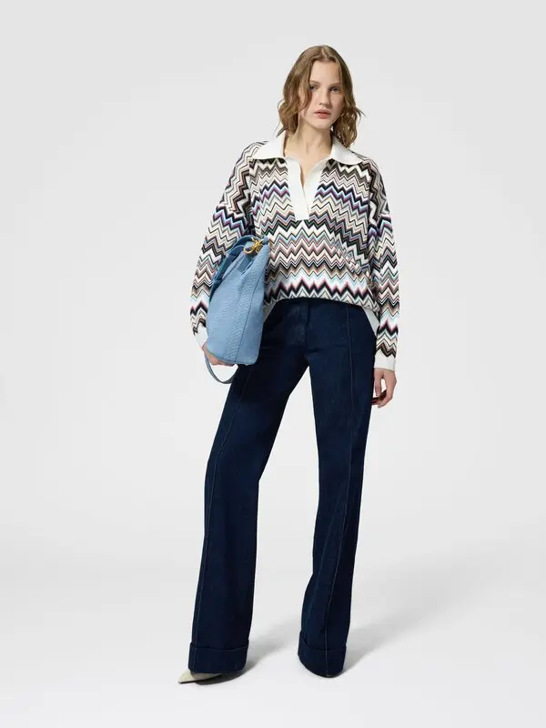 Missoni Oversized Wool And Viscose Zig Zag Polo