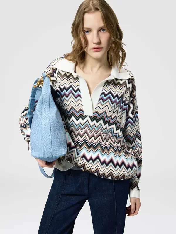 Missoni Oversized Wool And Viscose Zig Zag Polo