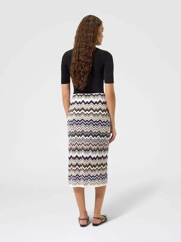Missoni Zig Zag Viscose And Wool Midi Skirt With Slit