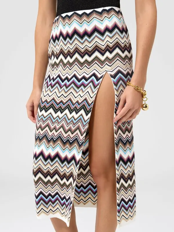 Missoni Zig Zag Viscose And Wool Midi Skirt With Slit