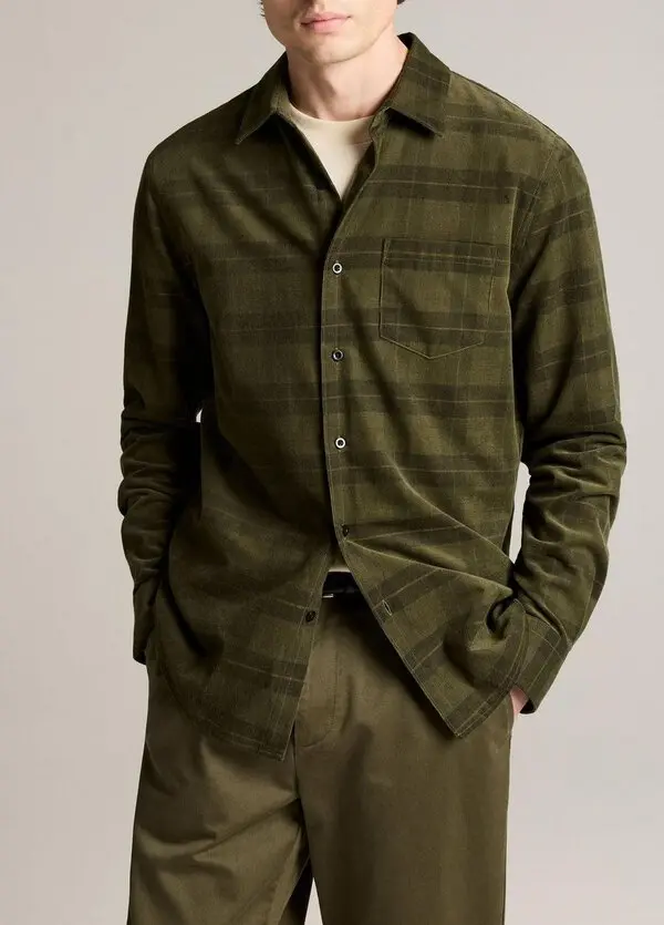 Vince Hamilton Plaid Cotton Corduroy Button-front Shirt
