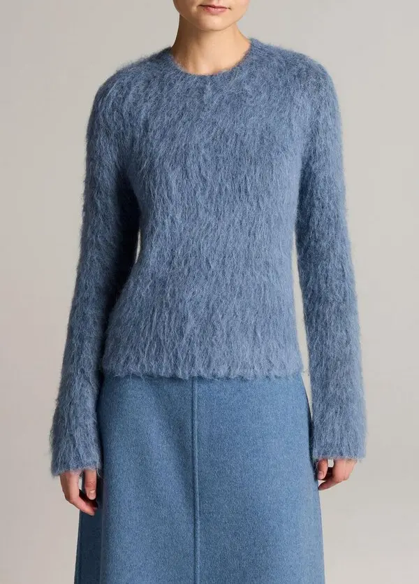 Vince Brushed Crew Neck Sweater - Blue Slate