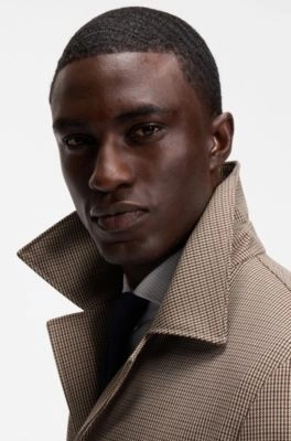 BOSS Houndstooth Virgin Wool Coat