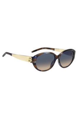 BOSS Havana Acetate Sunglasses With Double-b Monogram Hardware