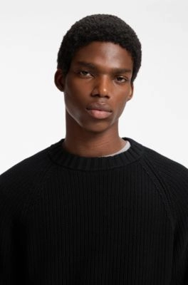 Hugo Relaxed-fit Cotton Sweater With Raglan Sleeves