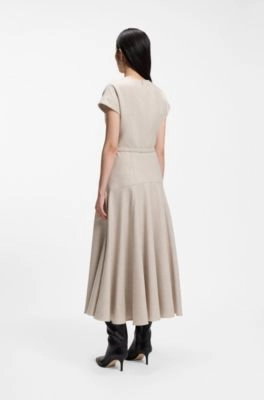 BOSS Melange Flannel Belted Maxi Dress