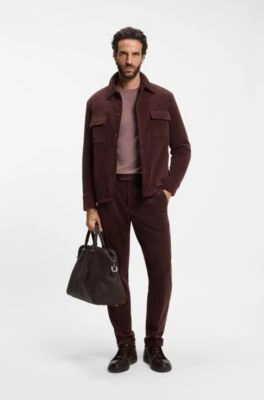 BOSS Windowpane-check T-shirt In A Cotton-and-silk Blend - Light Brown