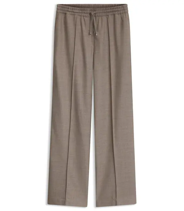 BOSS Flannel Drawstring Straight-fit Pants