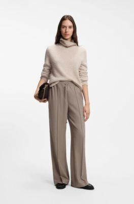 BOSS Flannel Drawstring Straight-fit Pants