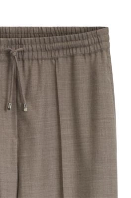BOSS Flannel Drawstring Straight-fit Pants