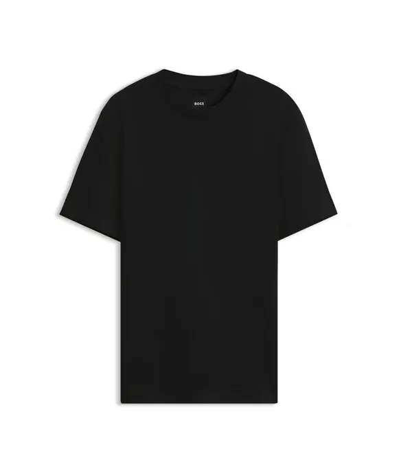 BOSS Corduroy-jacquard T-shirt In Mercerized Cotton - Black