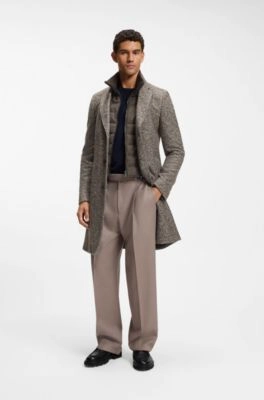 BOSS Slim-fit Coat In Italian Jersey With Virgin Wool