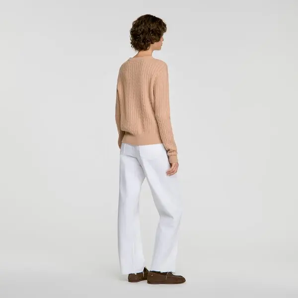Sandro Cable Knit 2-in-1 Pullover - Beige