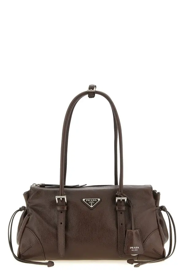 Prada Leather Karin Shopping Bag - Brown