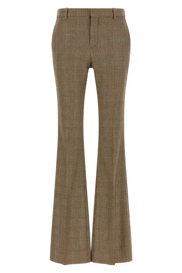 Saint Laurent Prince Of Wales Houndstooth Flared Trousers