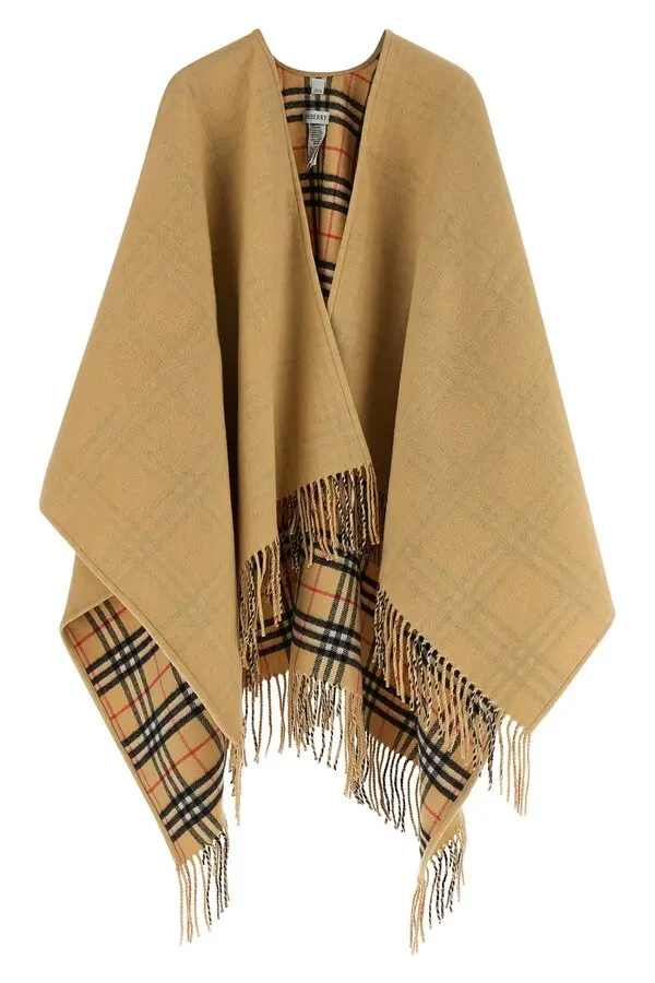 Burberry Check Wool Reversible Cape - Beige