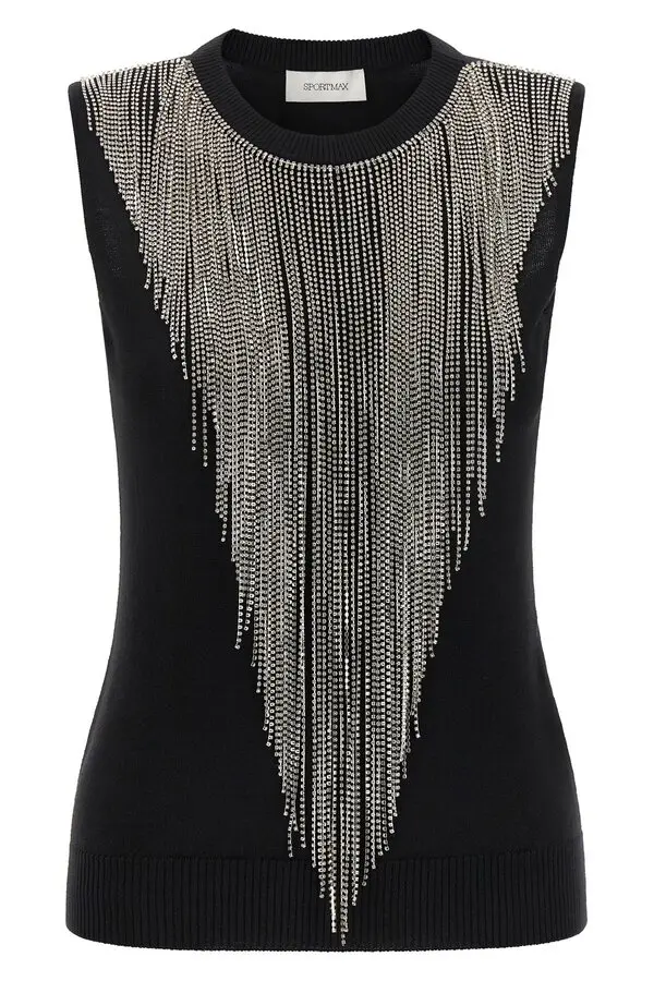 Sportmax Spxcrine Crystal-fringed Top