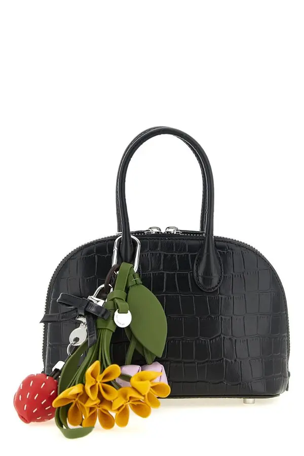 SELF-PORTRAIT Croc Leather Mini Toast Handbag - Black