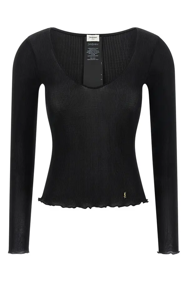 Saint Laurent Cassandre Long-sleeve Top - Black