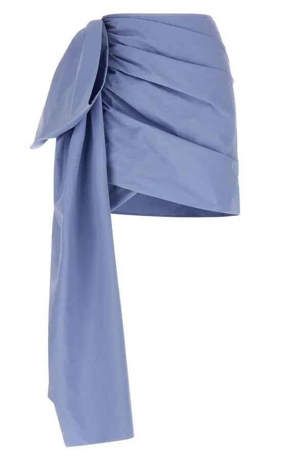 SELF-PORTRAIT Cotton Tie Side Mini Skirt