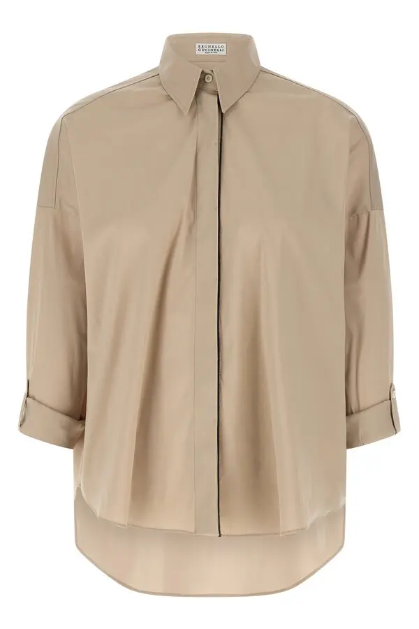 Brunello Cucinelli Monile-trimmed Stretch Cotton Poplin Shirt