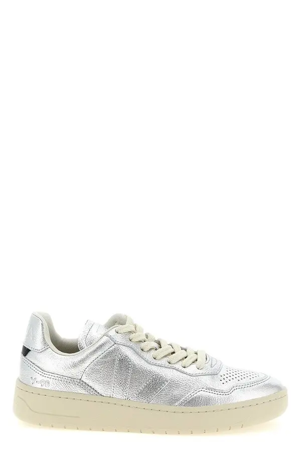VEJA V-90 Leather Sneakers - Silver