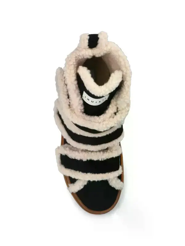 Inuikii Shearling Trimmed Touch Strap Wedge Sneakers
