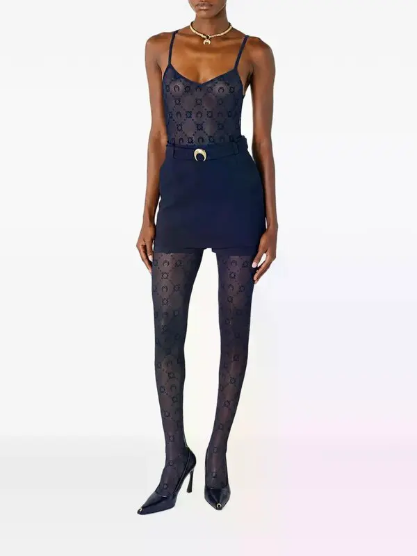 MARINE SERRE Moonogram Flock Mesh Top