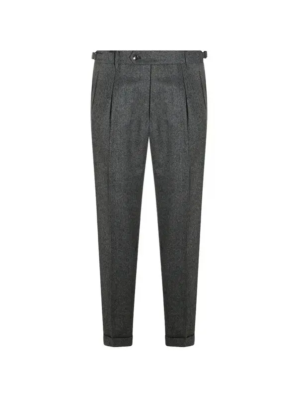 BERWICH Herringbone Pleated Trousers