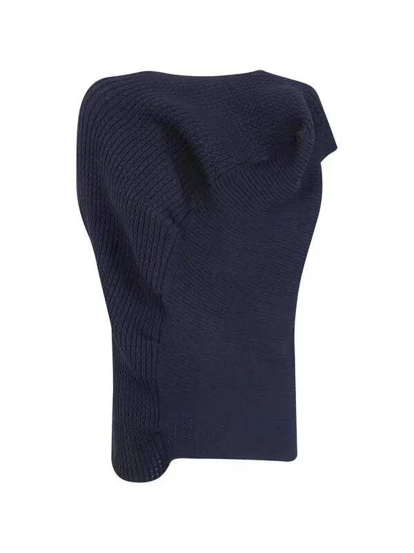 Issey Miyake Asymmetric Ribbed-knit Top - Black