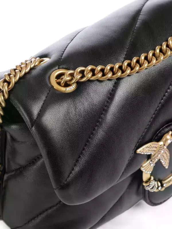 Pinko Mini Love Bag Puff Crossbody Bag In Quilted Nappa Leather - Black
