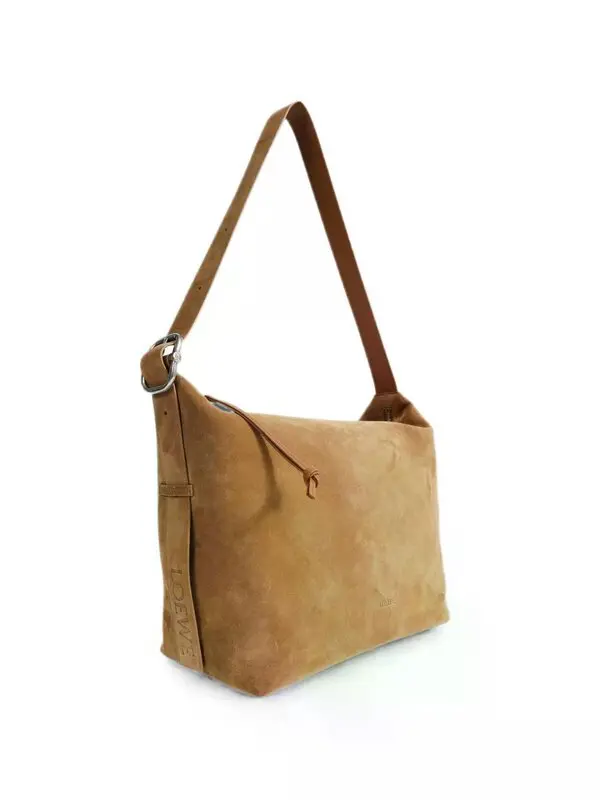 Loewe Loop Shoulder Bag In Suede Calfskin - Brown