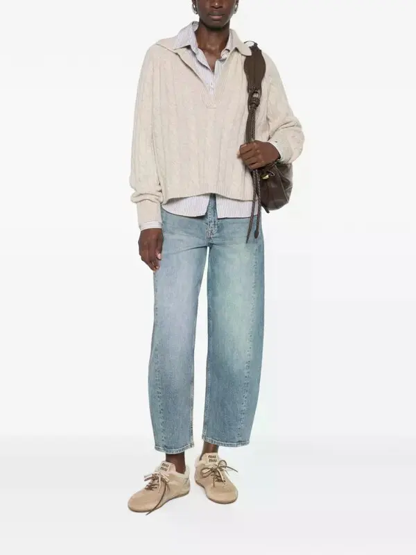 KUJTEN Cable-knit Polo Sweater