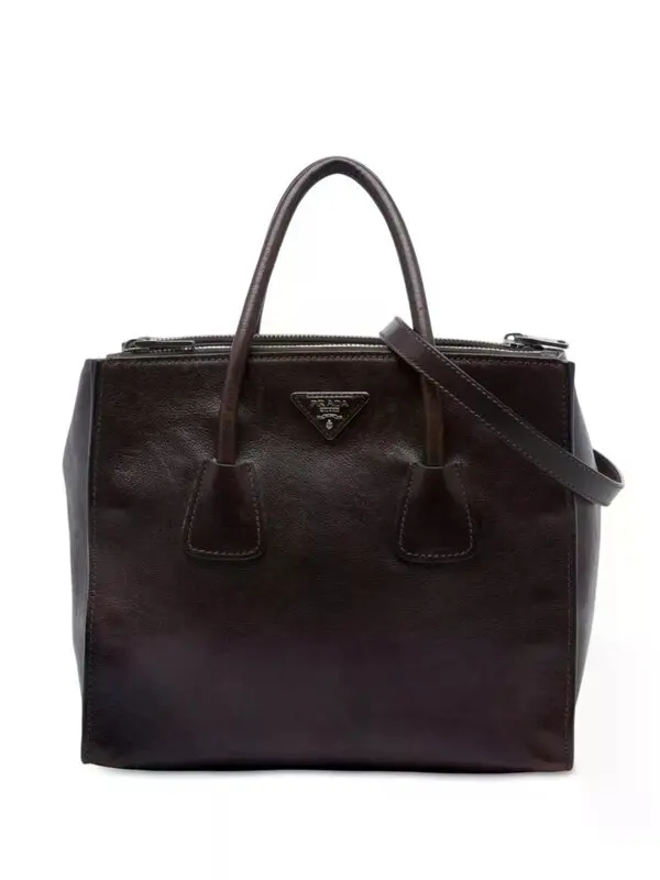 Prada Glace Calf Twin Pocket Double Handle Satchel