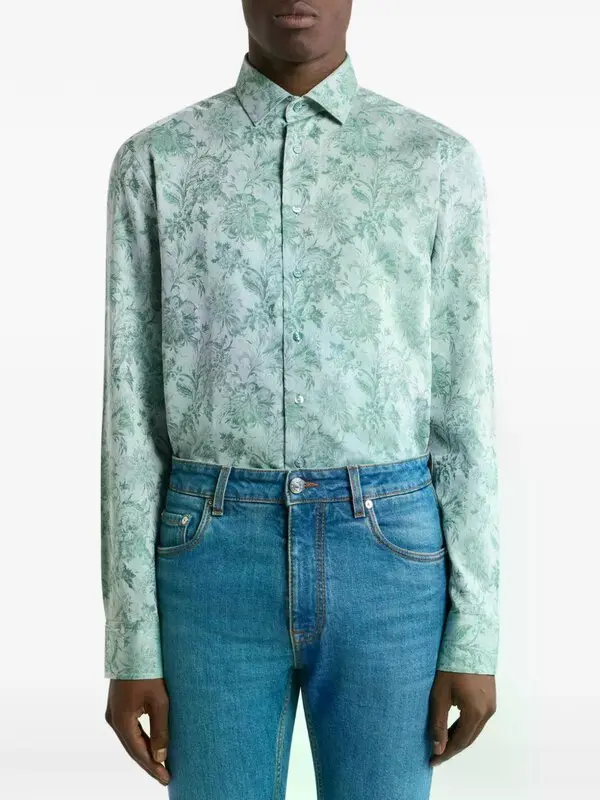 Etro Floral Cotton-jacquard Shirt