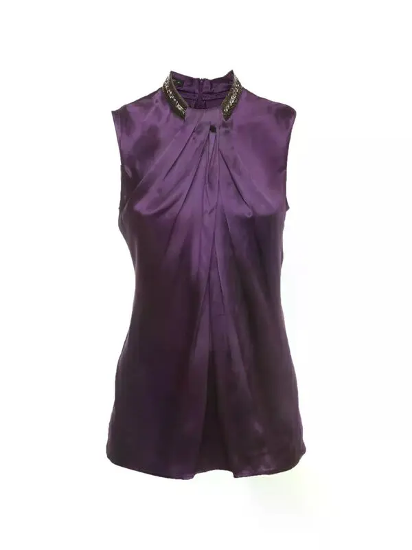 Etro Draped Beaded-neck Blouse - Purple