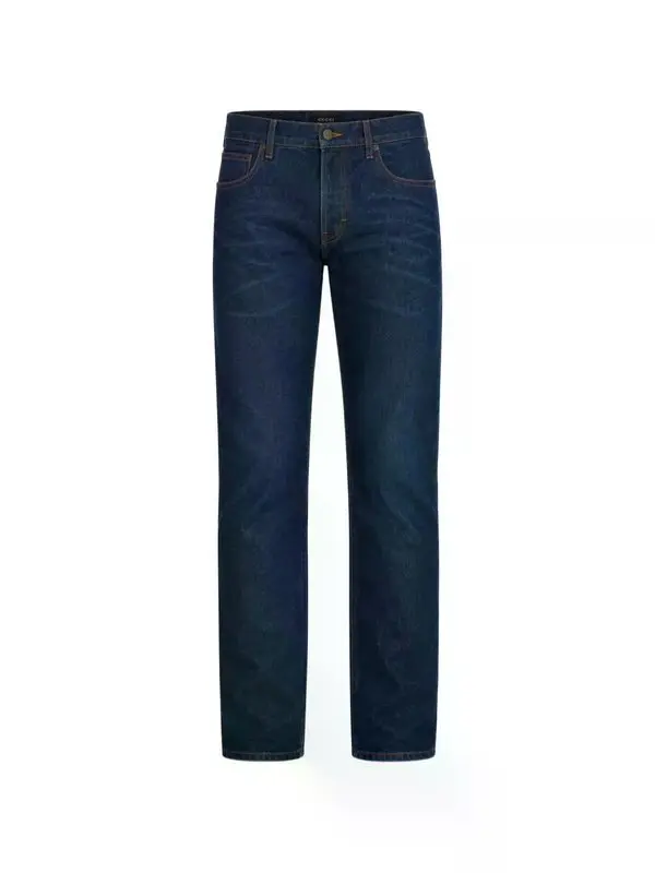Gucci Cotton Denim Pants With Embroidery