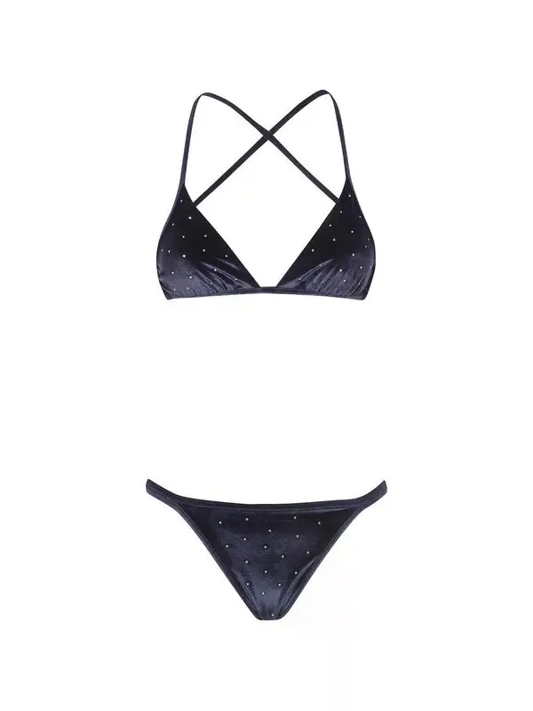 Balmain Stud-embellished Velvet Bikini - Black
