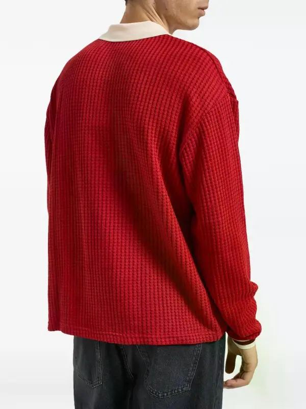 LES DEUX Logo-embroidered Waffle Knit Sweater